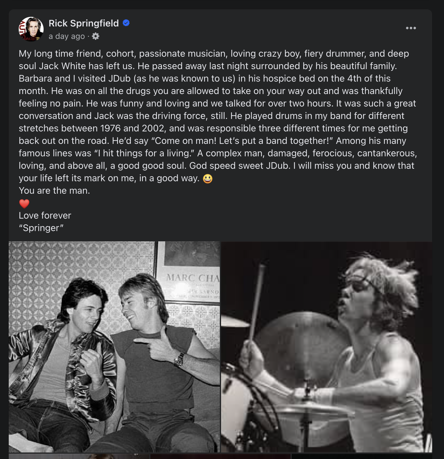 Farewell to the Thunder: The Final Drumroll of Jack Cameron White — Joe Daly